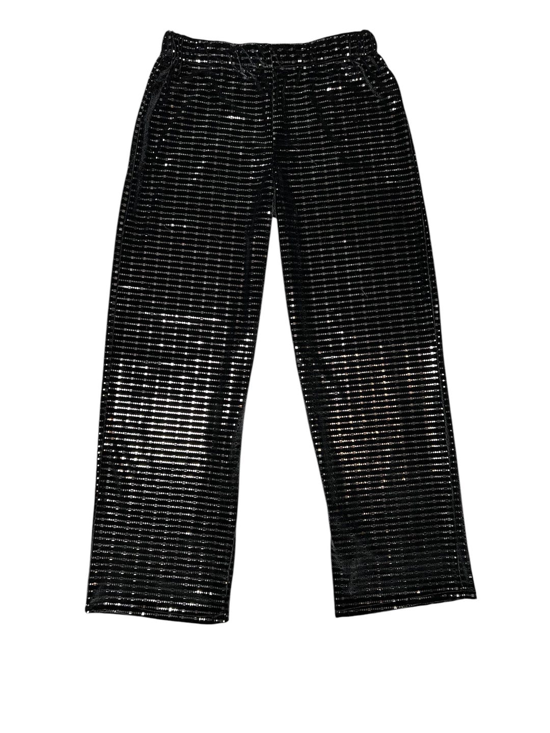 Black Stretch Velvet With Silver Trans Pants - Etsy