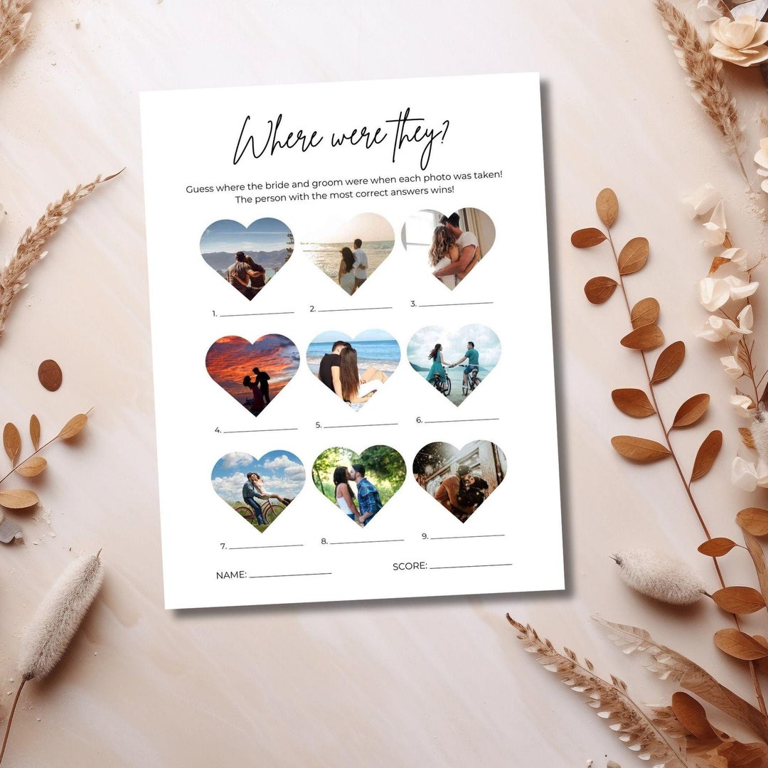 Photo Guessing Game Template, Editable Printable Wedding Game, Where ...