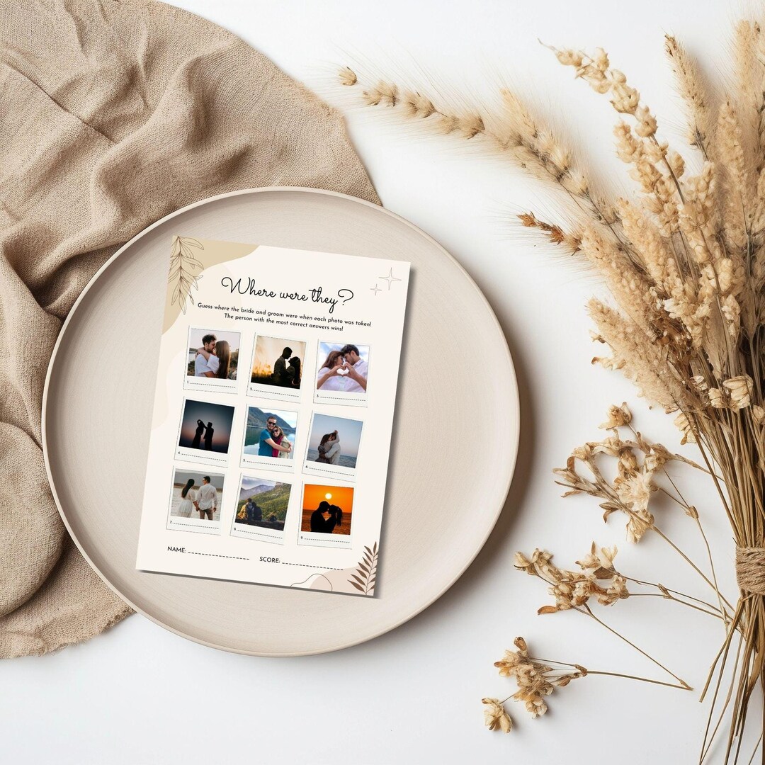 Photo Guessing Game Template, Editable Printable Boho Wedding Game ...