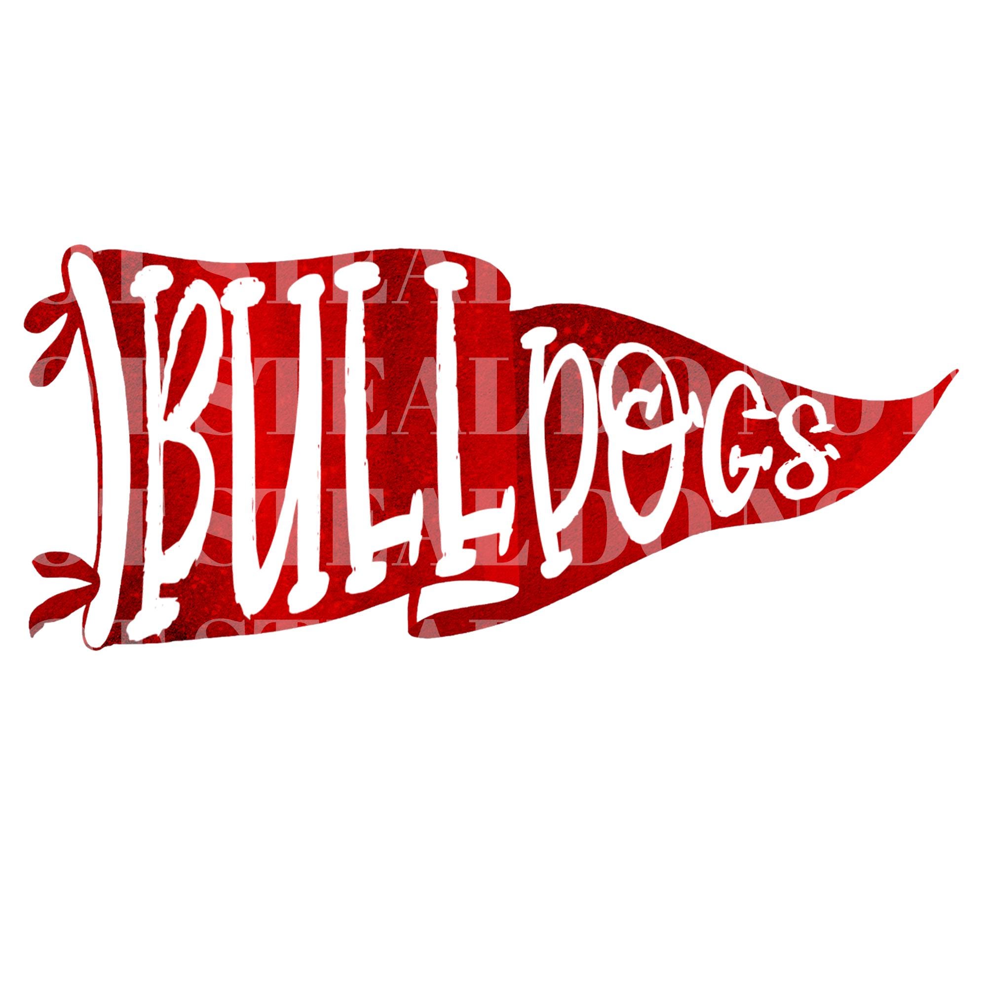 Bulldogs Pennant Flag Watercolor Red Football Sublimation PNG Mascot School Pride Sublimation ...