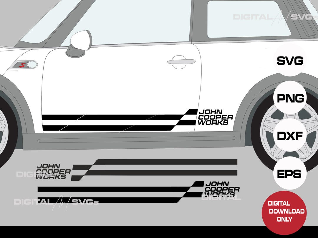 F56 Mini John Cooper Works SVG Cut File, Side Stripe Design, DIY Car ...