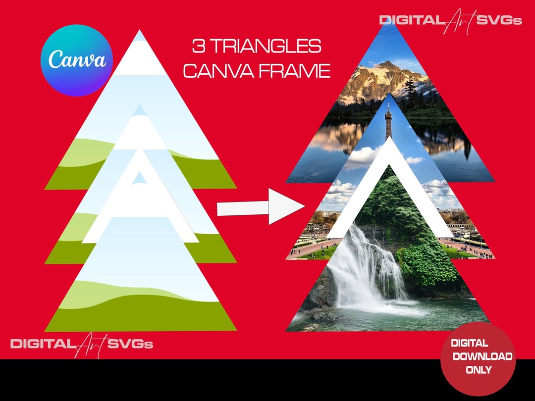 Triangle Photo Collage Canva Template: Geometric T-shirt & Wall Art ...