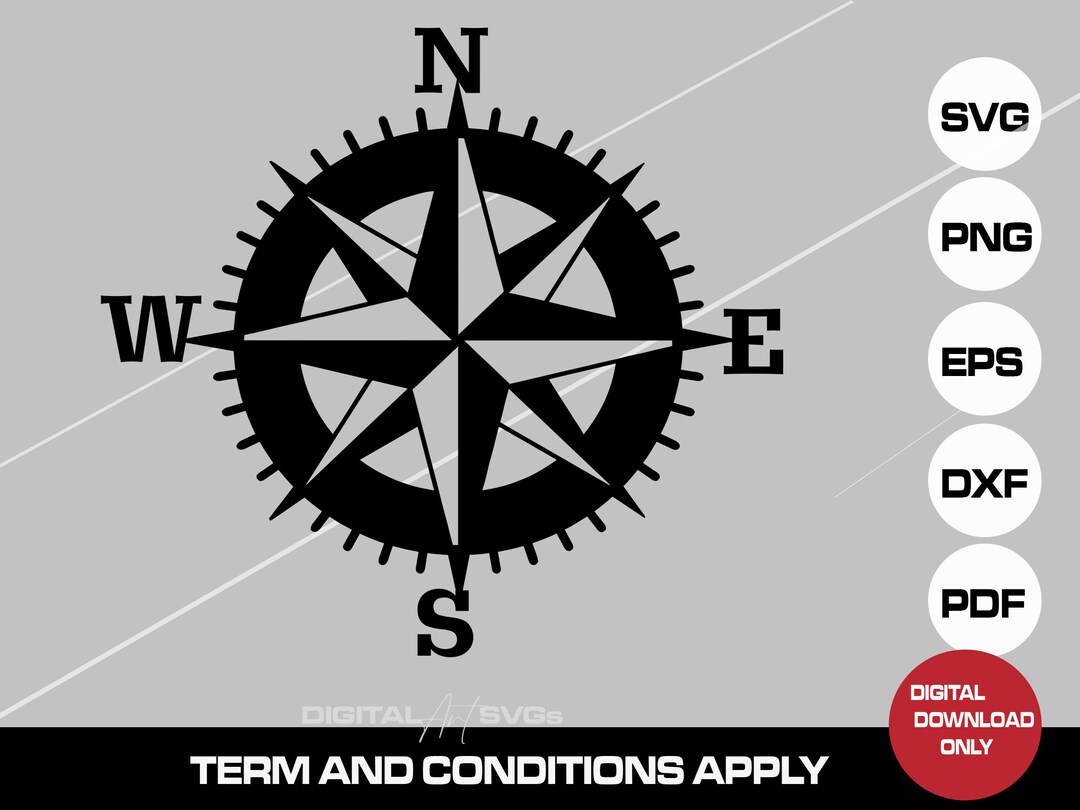 Compass SVG, Nautical Compass Rose SVG for Cricut Silhouette Glowforge ...