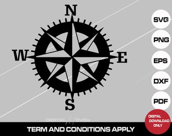 Compass SVG, Nautical Compass Rose SVG for Cricut Silhouette Glowforge ...