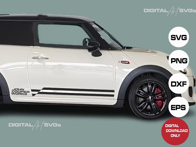 F56 Mini John Cooper Works SVG Cut File, Side Stripe Design, DIY Car ...