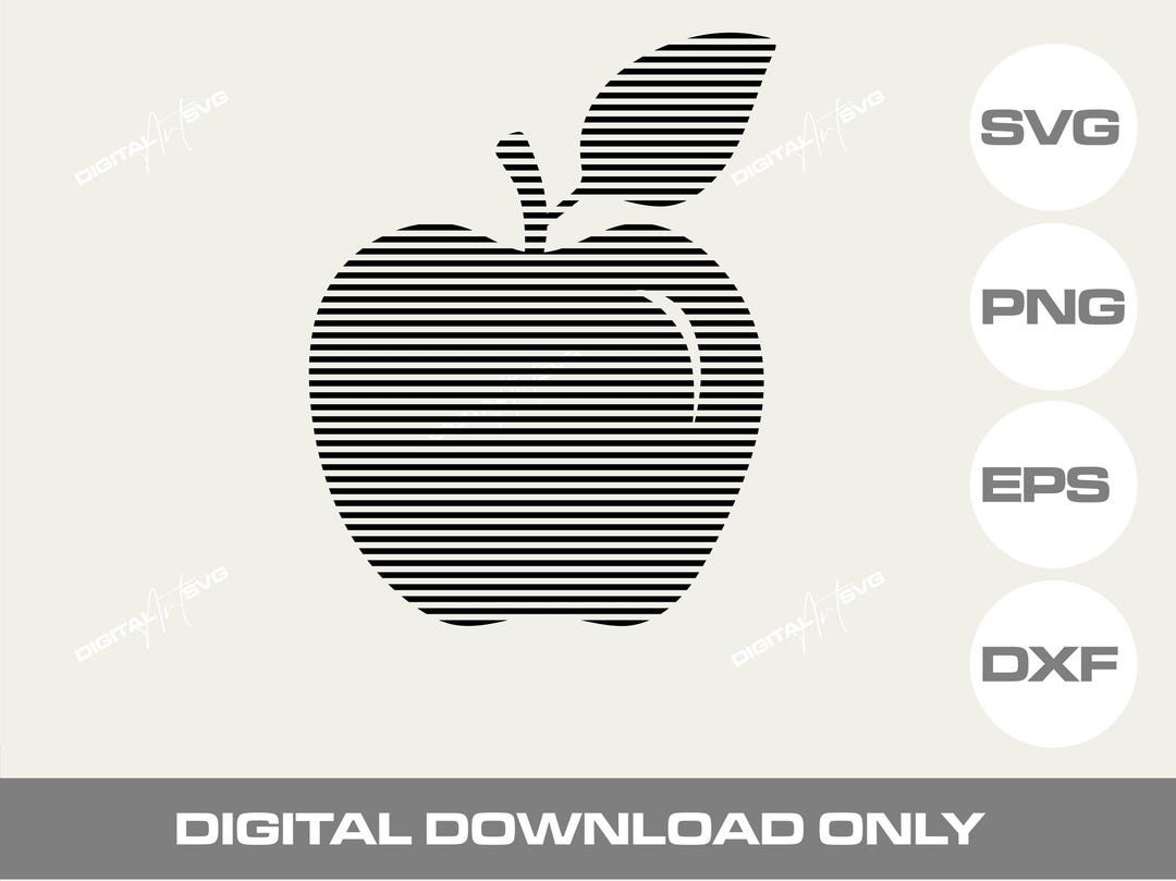 Stripe Apple Digital Png & SVG, Retro Teacher Printable Back to School ...
