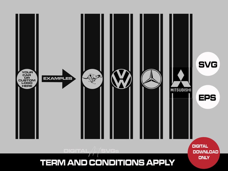 Custom Hood Rally Racing Stripe SVG: Car Sticker Clipart (digital ...