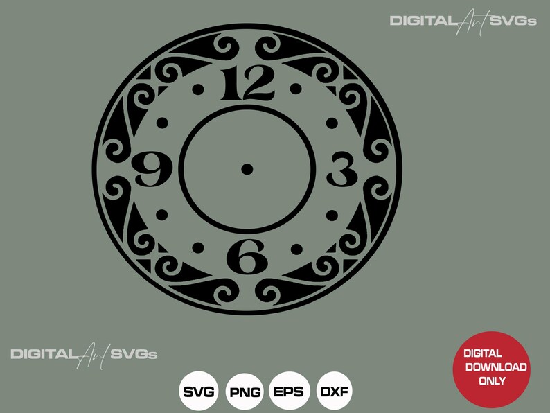 Clock Face SVG Template, Clock Cut File for Cricut & Silhouette – DXF ...