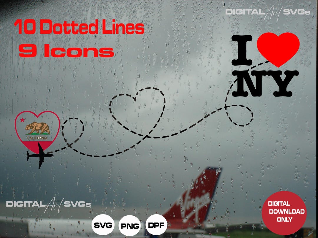 Dashed Dotted Line SVG Set| 10 Designs With Heart , Pin PNG | Long ...