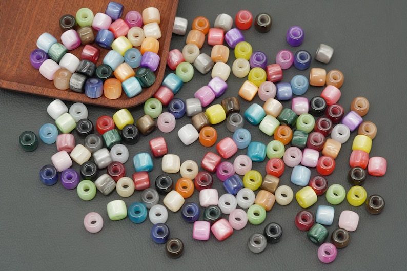 Acrylic Barrel Beads Cylinder Shape Glossy Resin Plastic Loose Beads ...