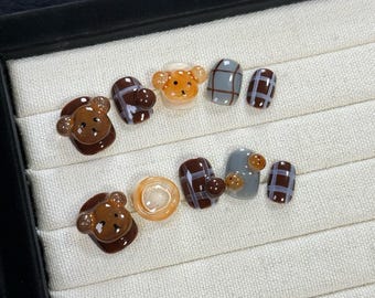 Beary Cute | Cute Brown Press on Nails | Teddybear Nail | Kawaii Nails ...