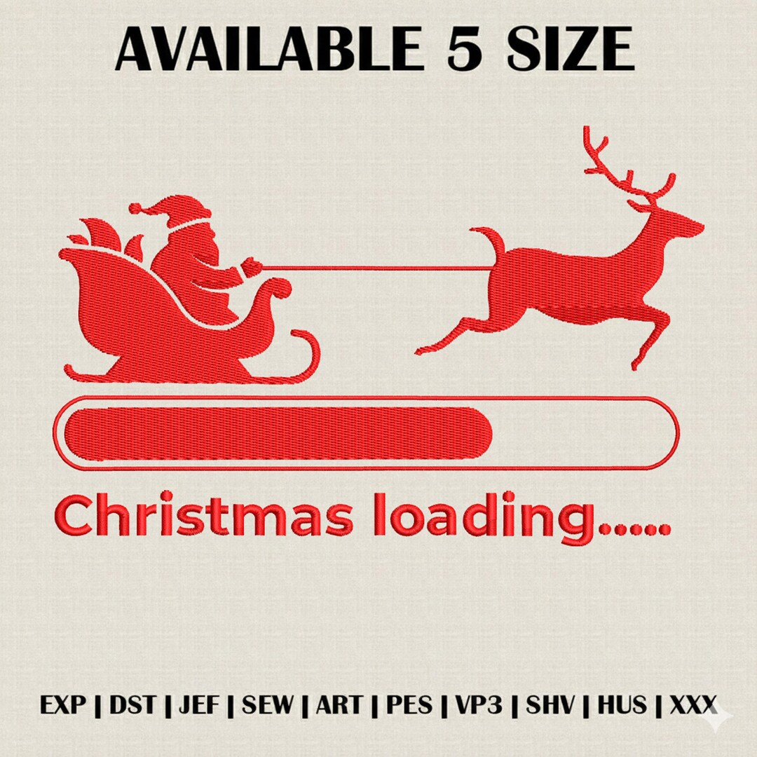 Christmas Loading Embroidery Design, Funny Santa Loading Bar Pattern - Etsy