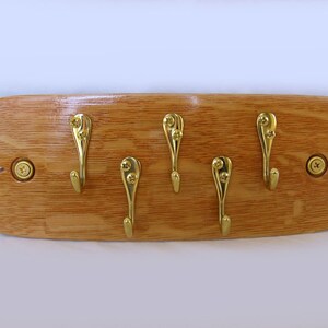 Junior, Finest Recycled Oak Wine Barrel Stave Rack, 5 Brass Key Hooks ...