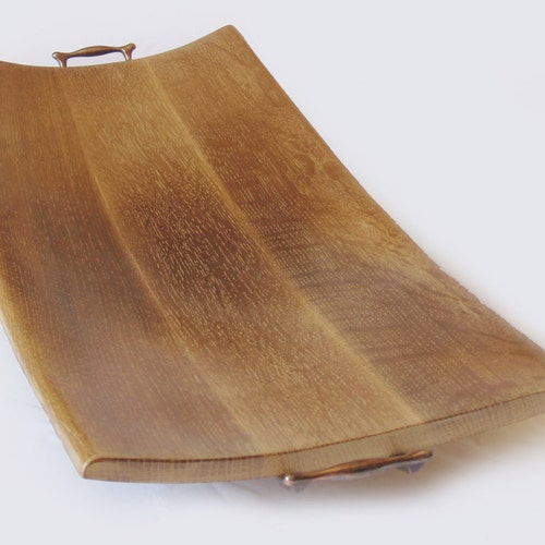 The Platter Recycled Oak Wine Barrel Staves Large Plate | Etsy