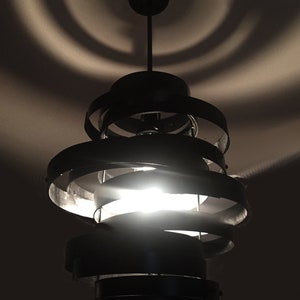 Vortex, Repurposed Wine Barrel Steel Rings, Metal Hoops Pendant Light ...