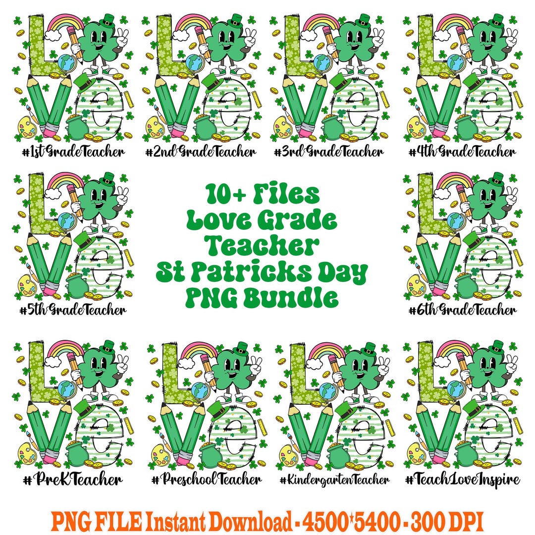 Teacher Patricks Day Png Bundle, Teacher St.patrick's Png, St.patrick's ...