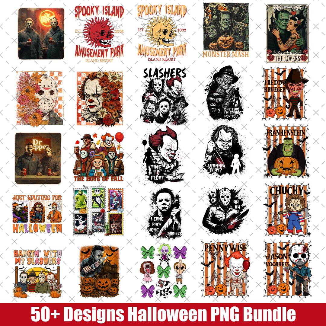 50+ Horror Character Png Bundle, Characters Halloween Png, Retro Horror ...