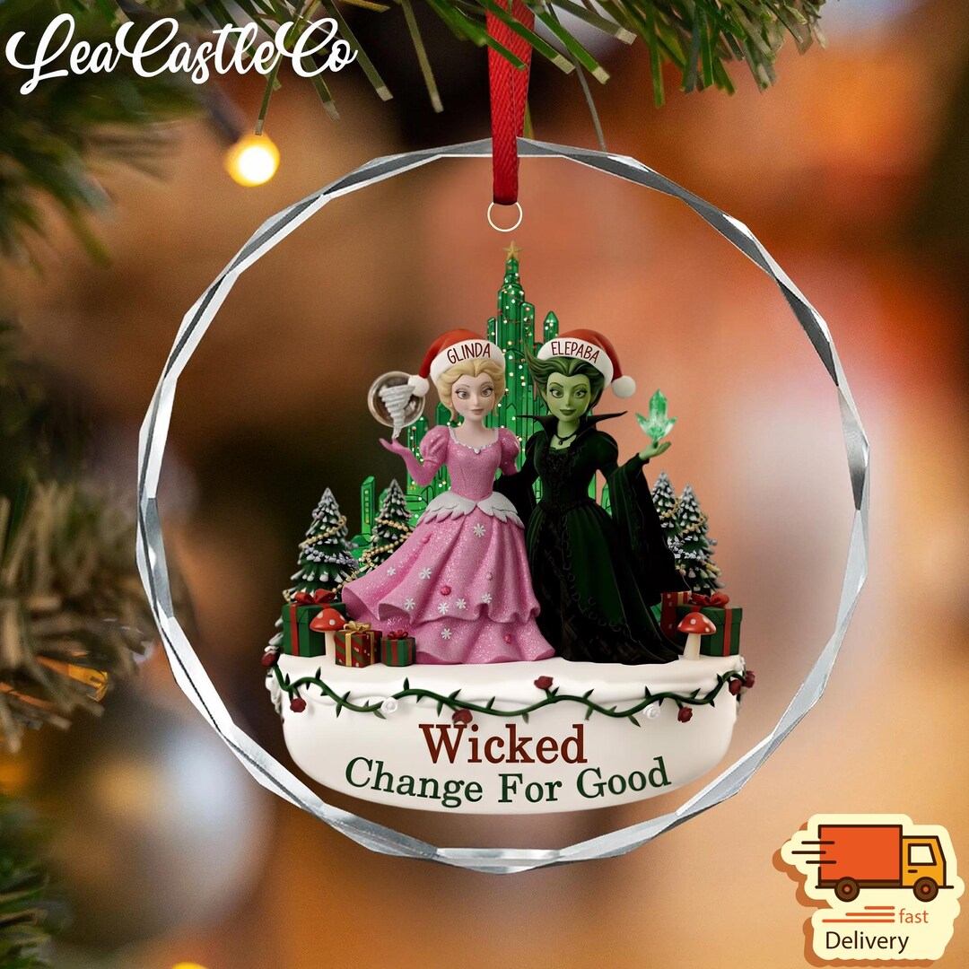 Personalized Wicked Christmas Glass Ornament, Elphaba Glinda Ornament ...