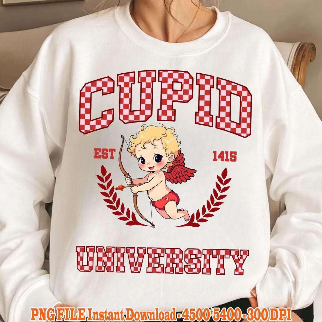 Cupid University PNG, Retro Cupid Valentines Png, Trendy Valentine ...