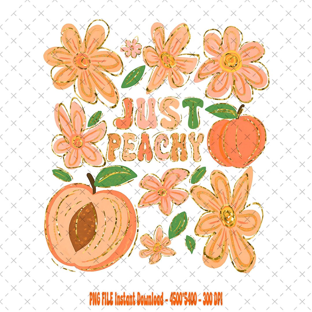 Preppy Floral Peach Png, Summer Peach Png, Just Peachy Png, Coquette ...