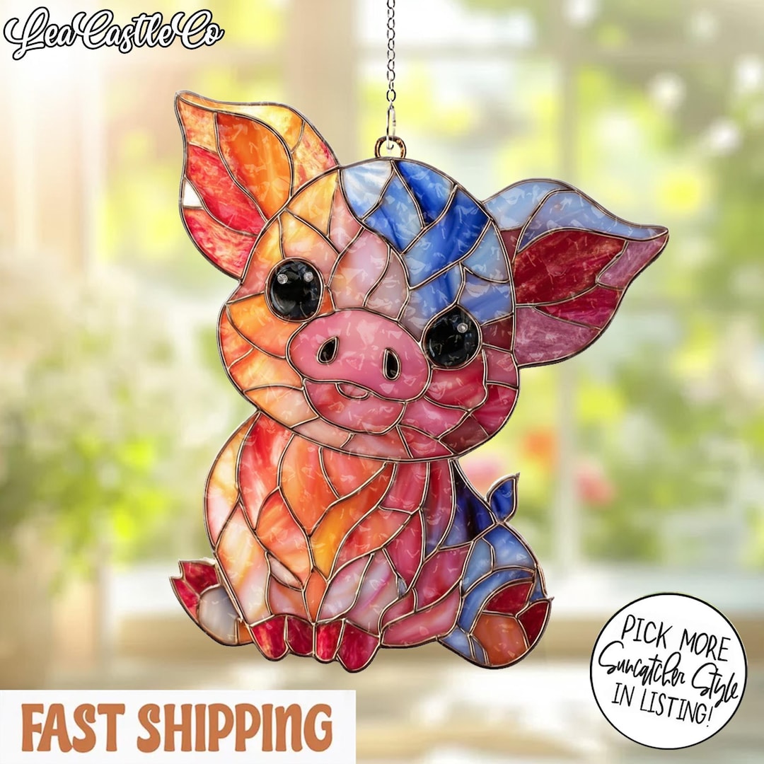 Pig Acrylic Suncatcher, Pig Suncatcher Window Hanging, Pig Decor, Pig ...