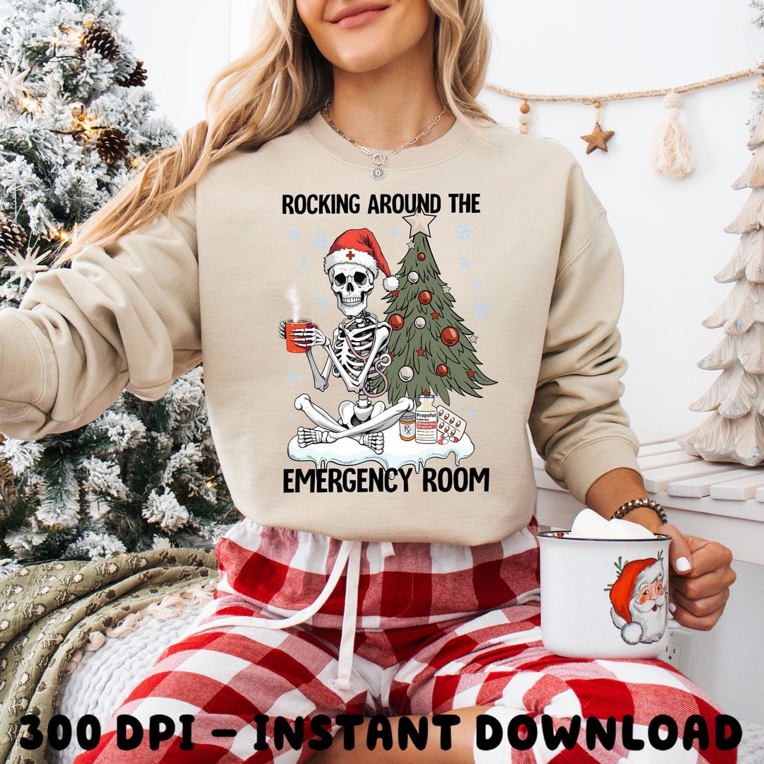 Rocking Around the Emergency Room Skeleton ER Nurse Christmas Png ...
