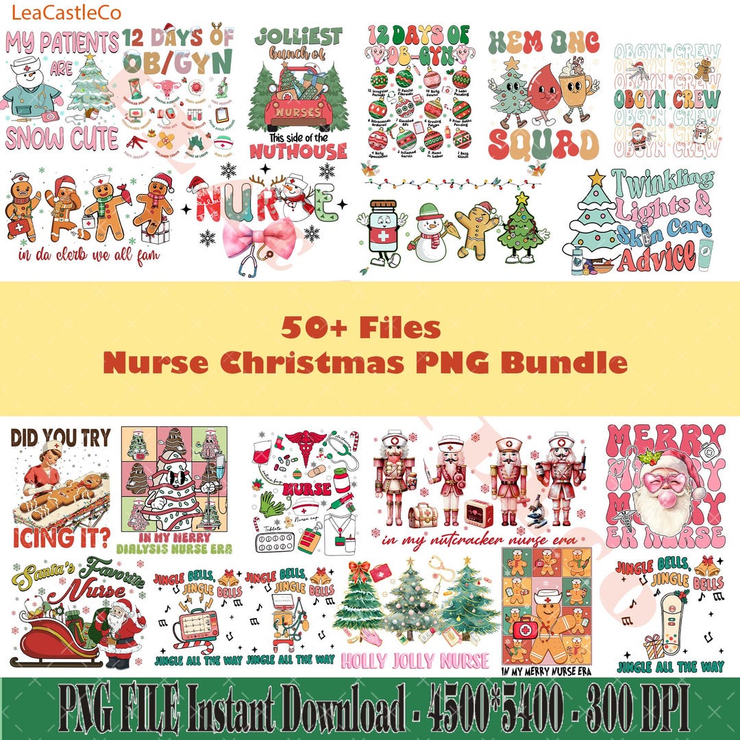 50+ PNG Christmas Nurse Bundle PNG File, Nurse Christmas Png, Santa's ...