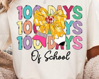 100 Days of Learning PNG, Teacher Coquette Bow Png, Watercolor Days of ...