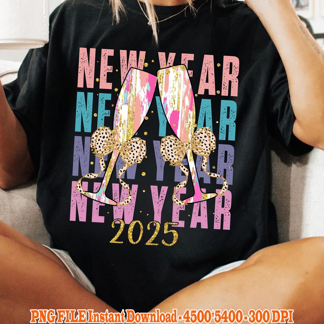 Colorful Happy New Year 2025 Png, Cheers to New Year Png, Glitter Disco ...