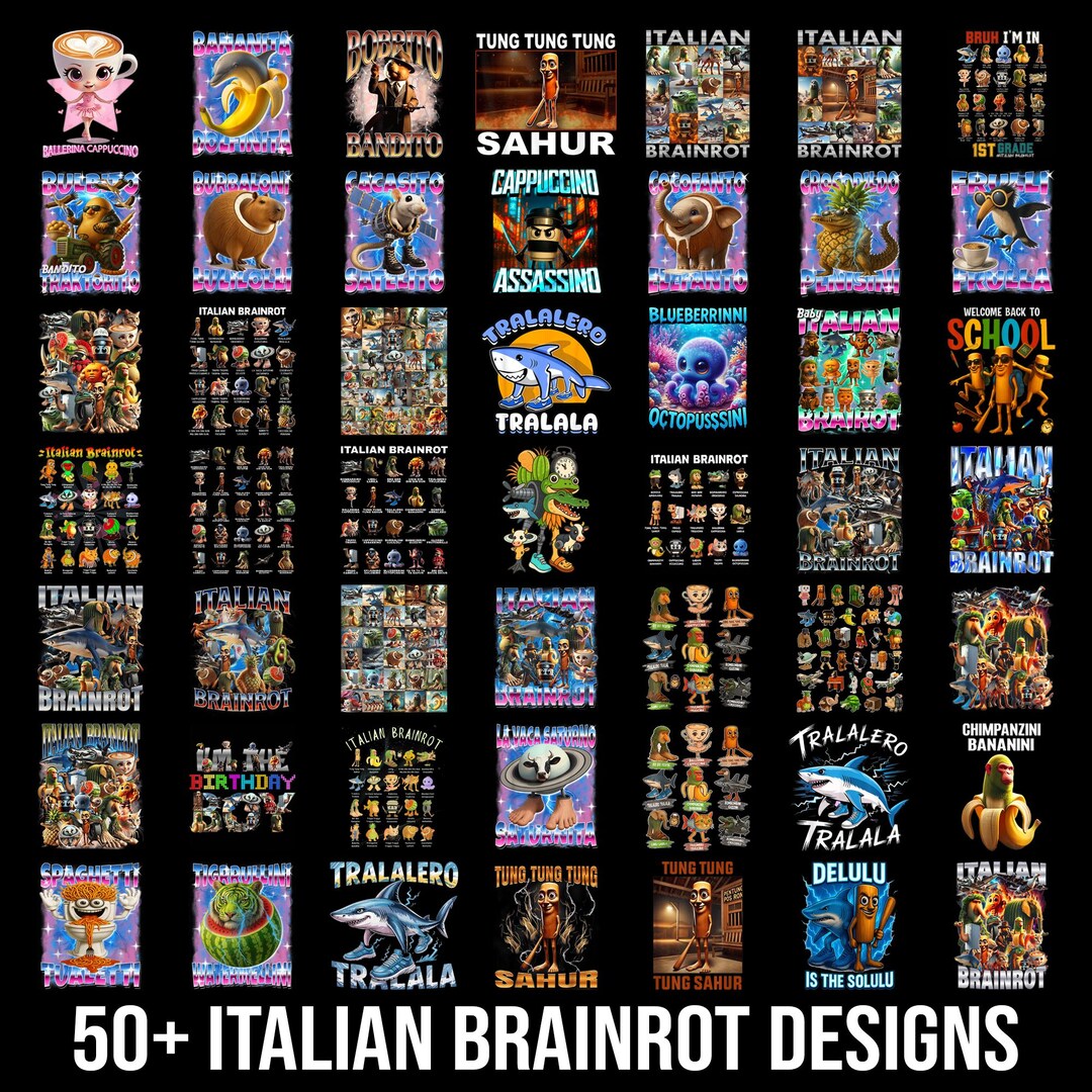 50+ Italian Brainrot Homage Png Bundle, Italian Brainrot Shirt Design ...