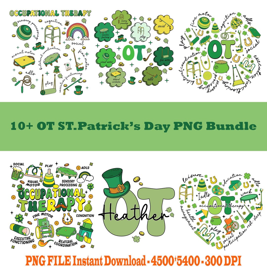 10OT Nurse St Patricks Day Png Bundle,occupational Therapy Png,lucky ...