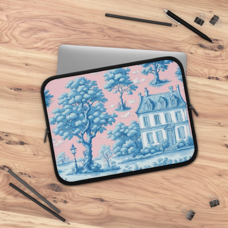 Toile De Jouy Laptop Sleeve Vintage Print French Toile Fabric Tablet ...
