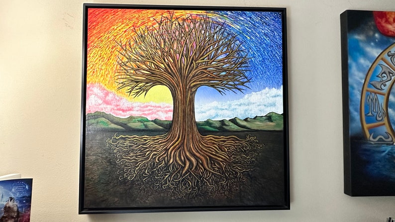 Barren Tree of Life, ORIGINAL ART, Signed Acrylic Painting, 31.5" X 31. ...
