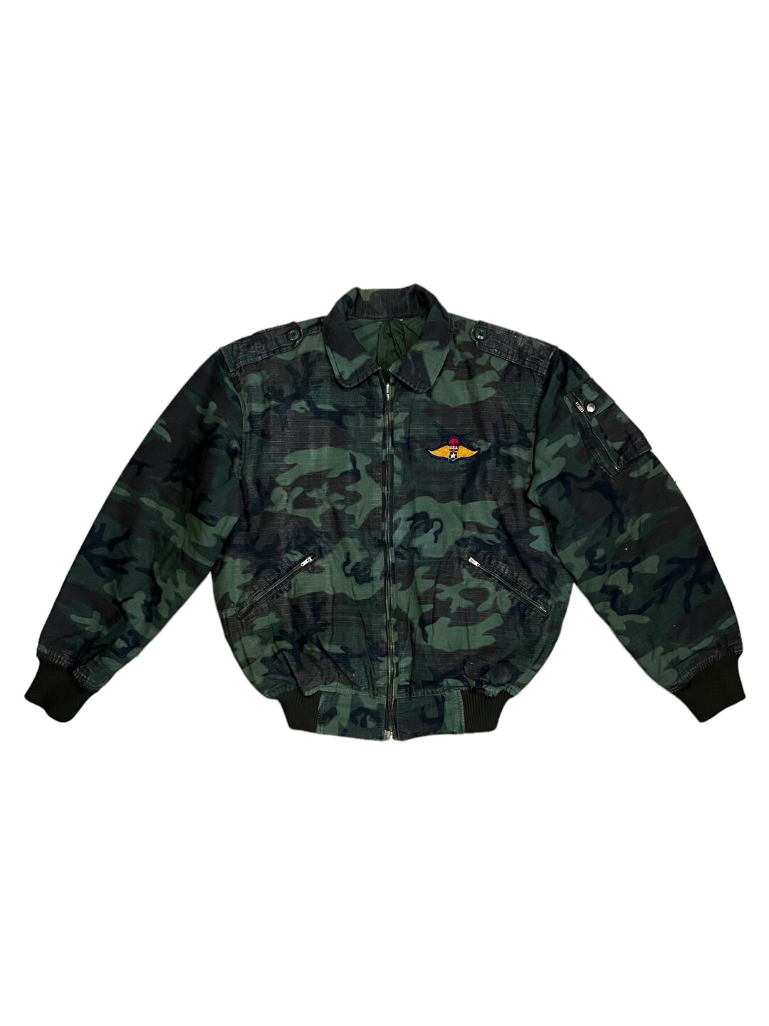 Vintage Royal Thai Army MA-1 Flight Bomber Jacket: ERDL Camo Reversible ...