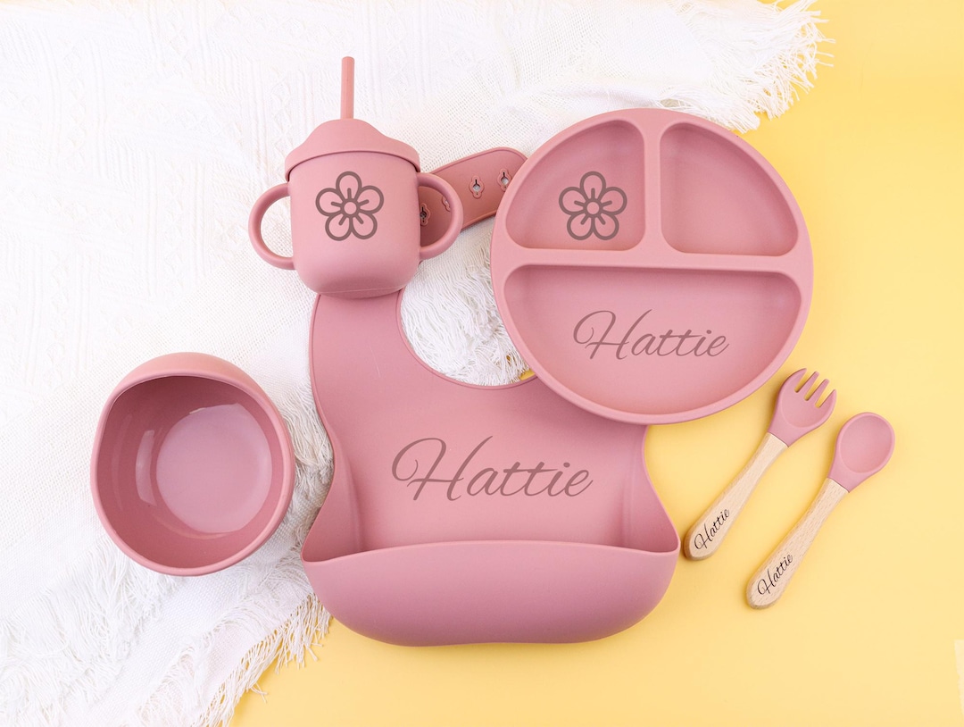 Personalised Silicone Weaning Set,custom Baby Plate,cartoon Weaning Set ...