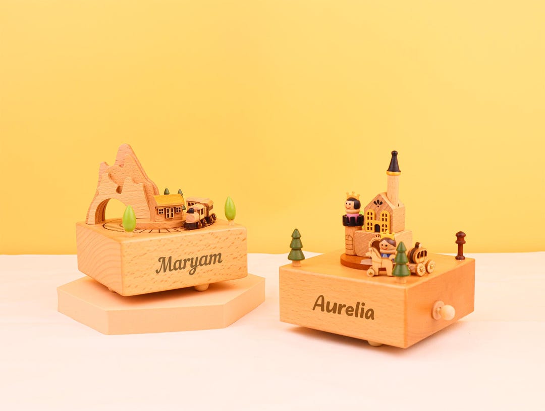 Personalized Music Box, Wooden Music Box, Engraved Name Music Box, Baby ...