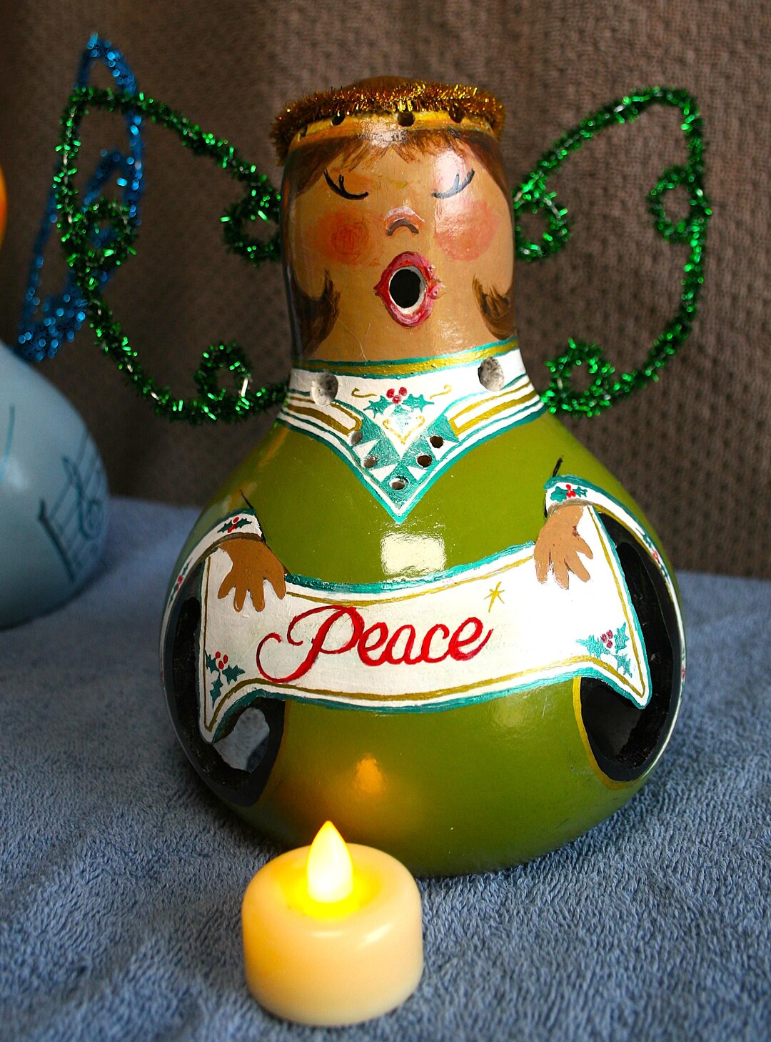 Green Angel Gourd Luminary - Etsy
