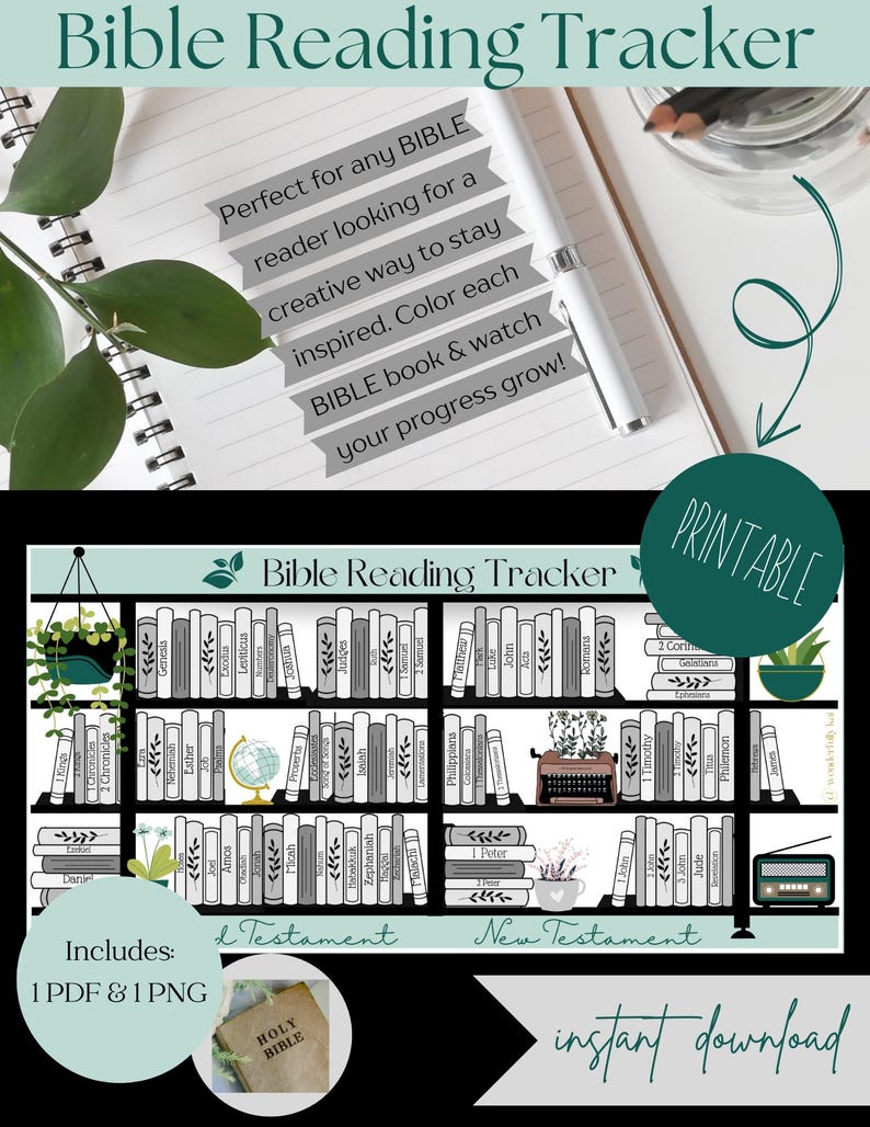 Bible Reading Tracker / Aesthetic Books of the Bible Reading Tracker ...