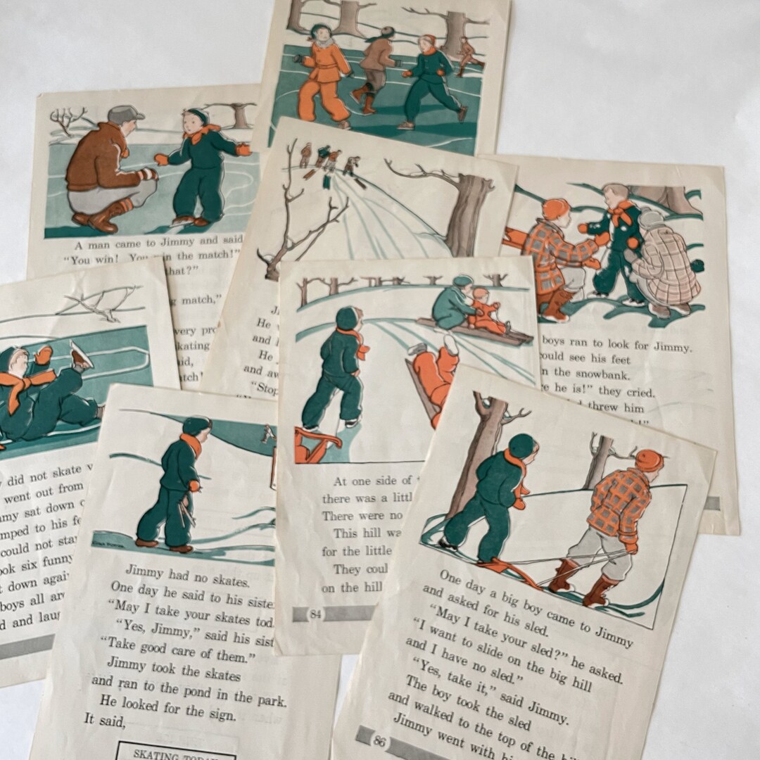 1940s Collage Ephemera Pack . Children's Book Illustrations . Vintage ...