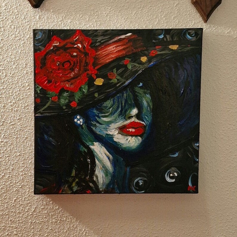 ORIGINAL Woman Portrait Silent Gaze Art Dark Portrait Mysterious Woman ...