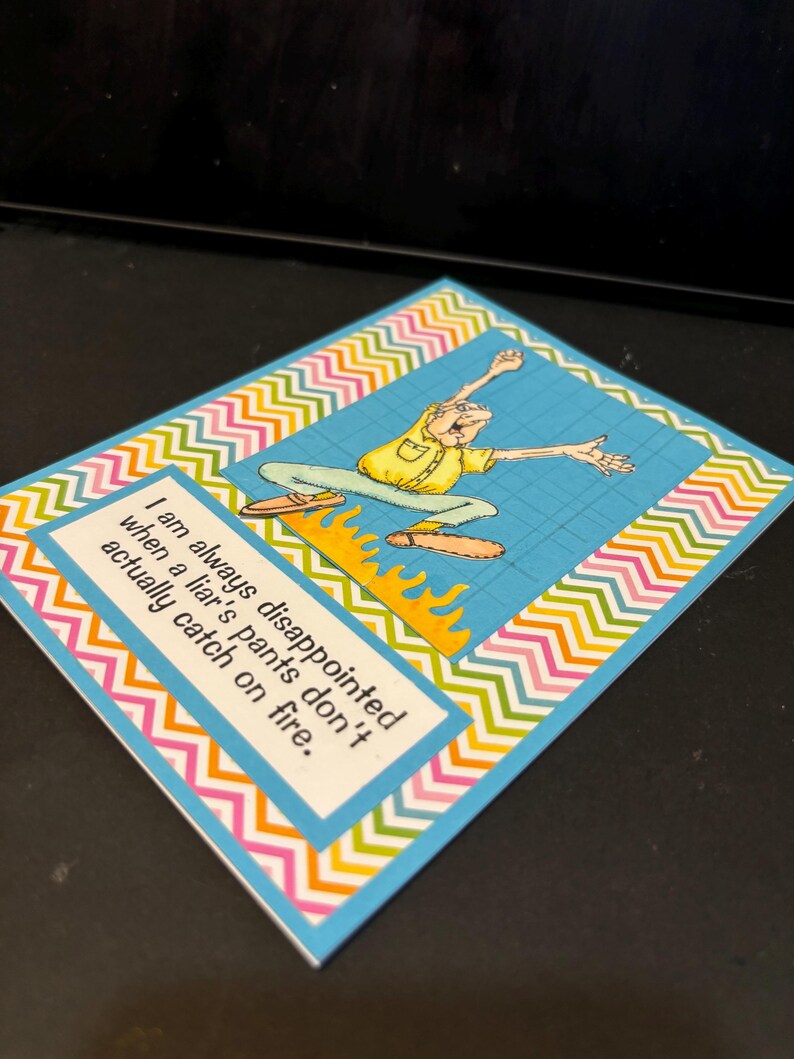 Handmade, Greeting Card, Humorous Card, "liar, Liar Pants on Fire ...