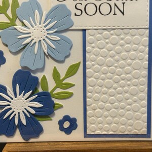 Handmade Floral Get Well Card: Blue & White Die Cut Flowers - Etsy