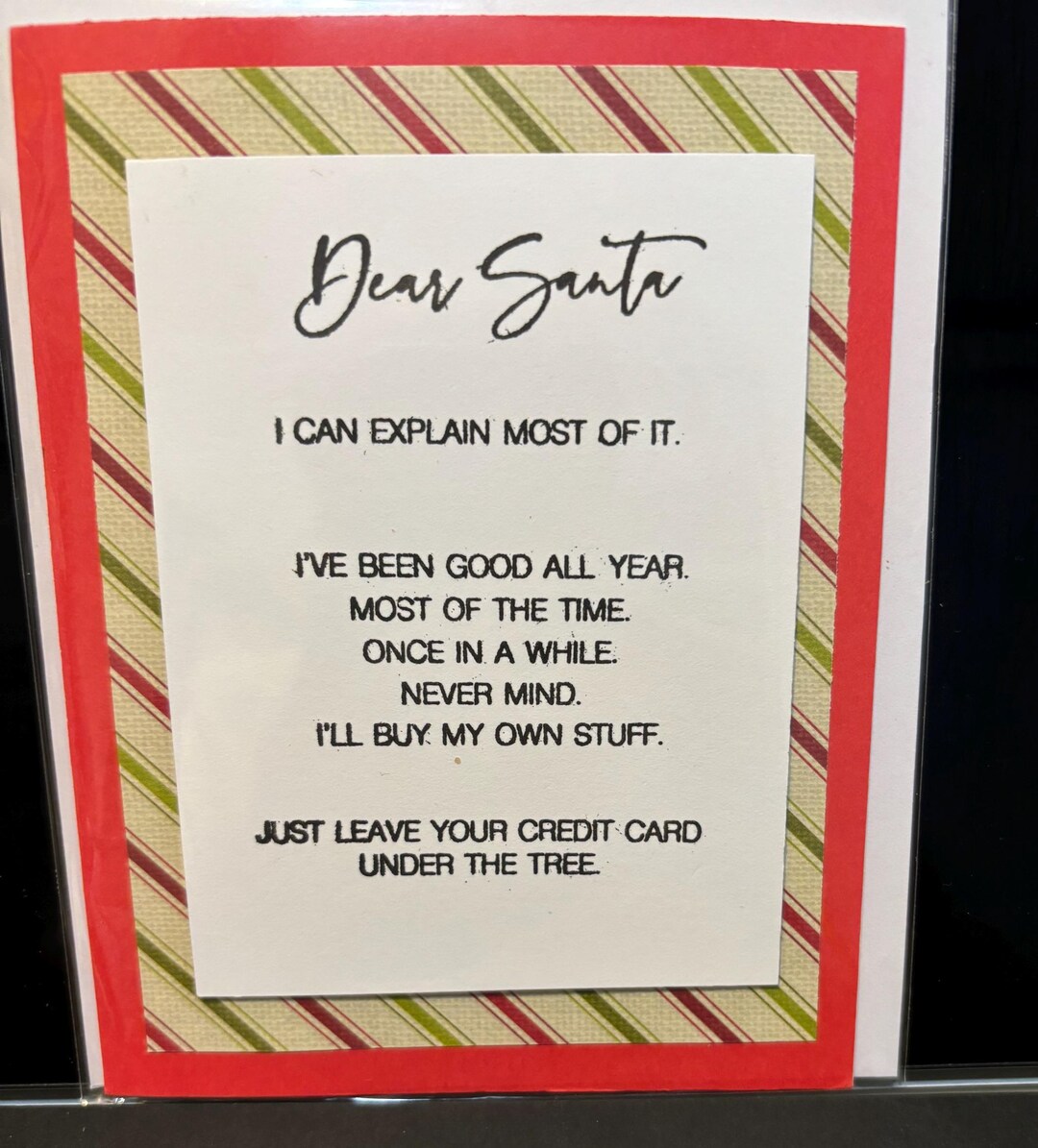 Humorous Christmas Card: Dear Santa, Credit Card Under Tree - Etsy