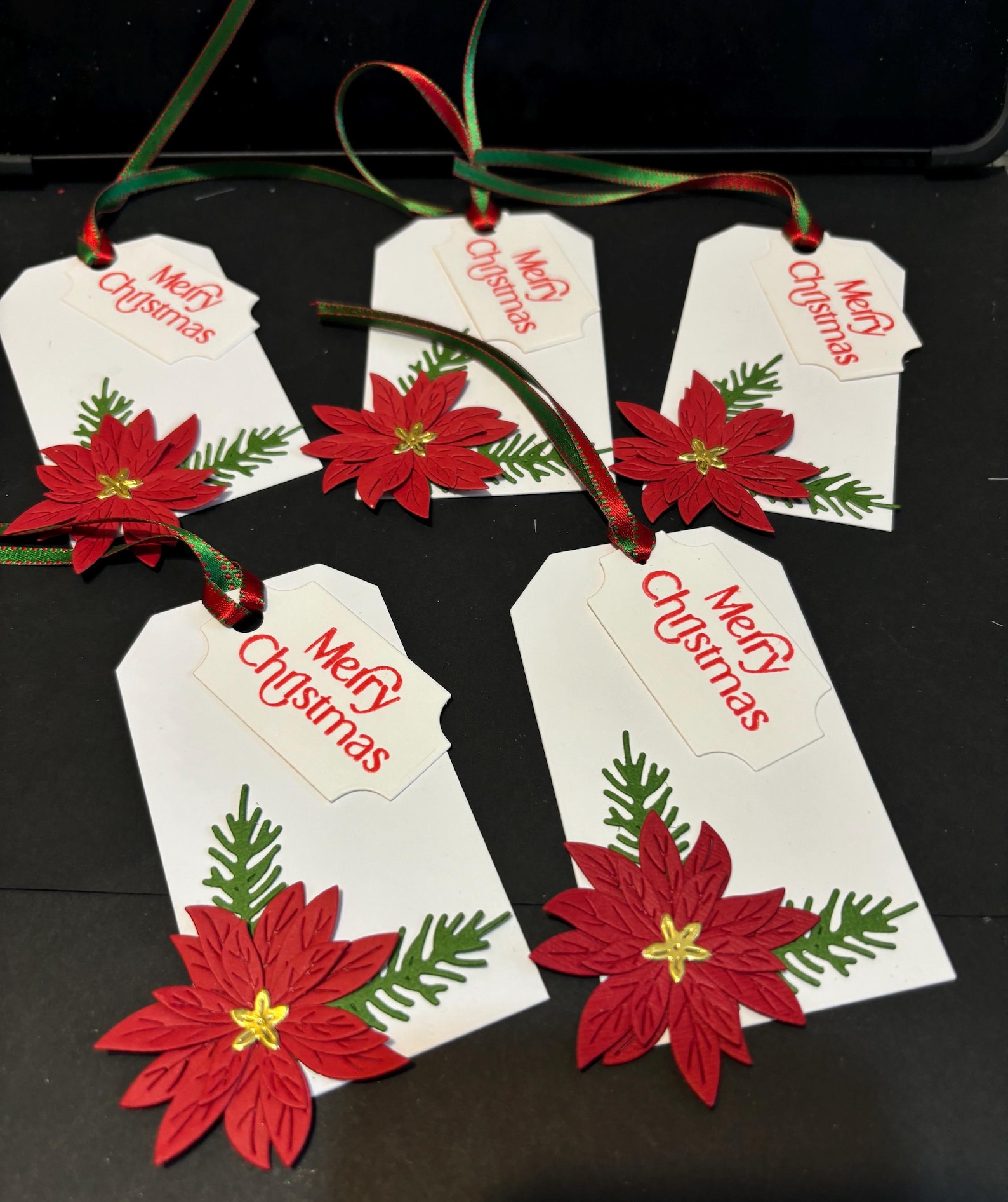Handmade Christmas Gift Tags, Holiday Gift Tags, Poinsettia Gift Tags ...