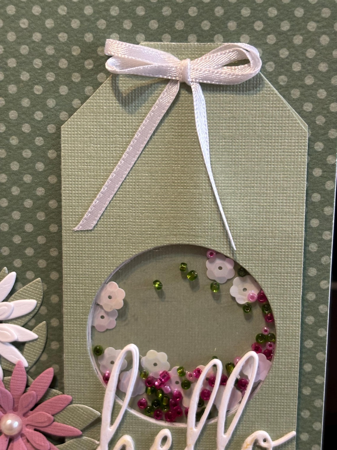 Handmade Hello Shaker Card: Die-cut Floral Design - Etsy