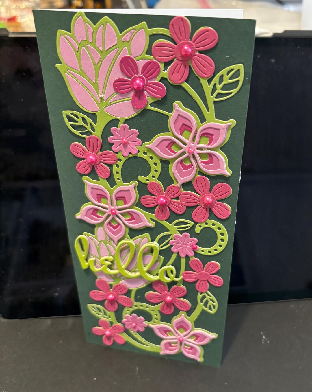 Handmade, Greeting Card, hello Card, Tall Slim Line Card, Die Cut ...