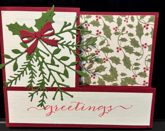Handmade, Christmas Card, Tri-fold Card, Rubberstamped Sentiments, and ...