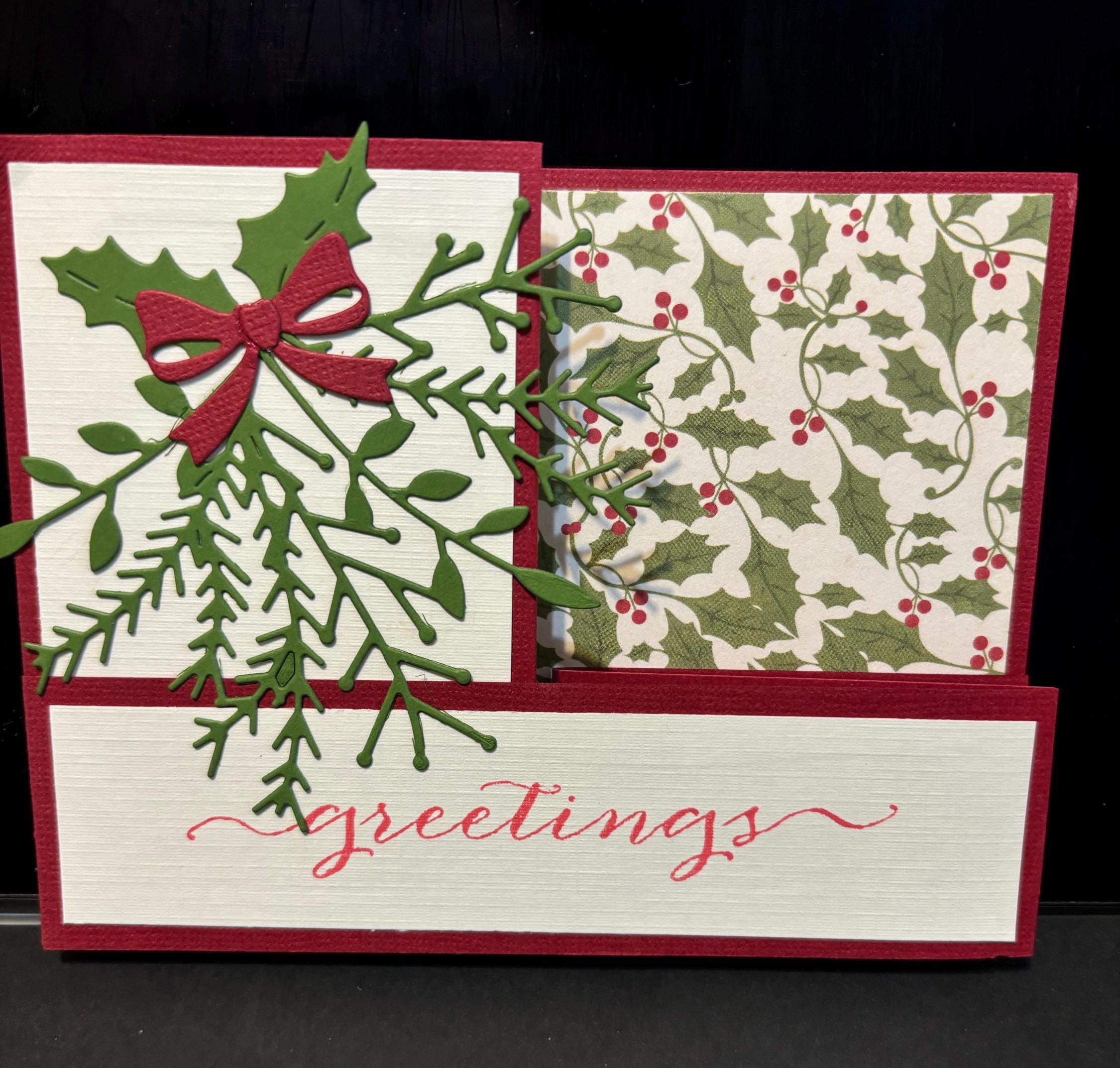 Handmade, Christmas Card, Tri-fold Card, Rubberstamped Sentiments, and ...
