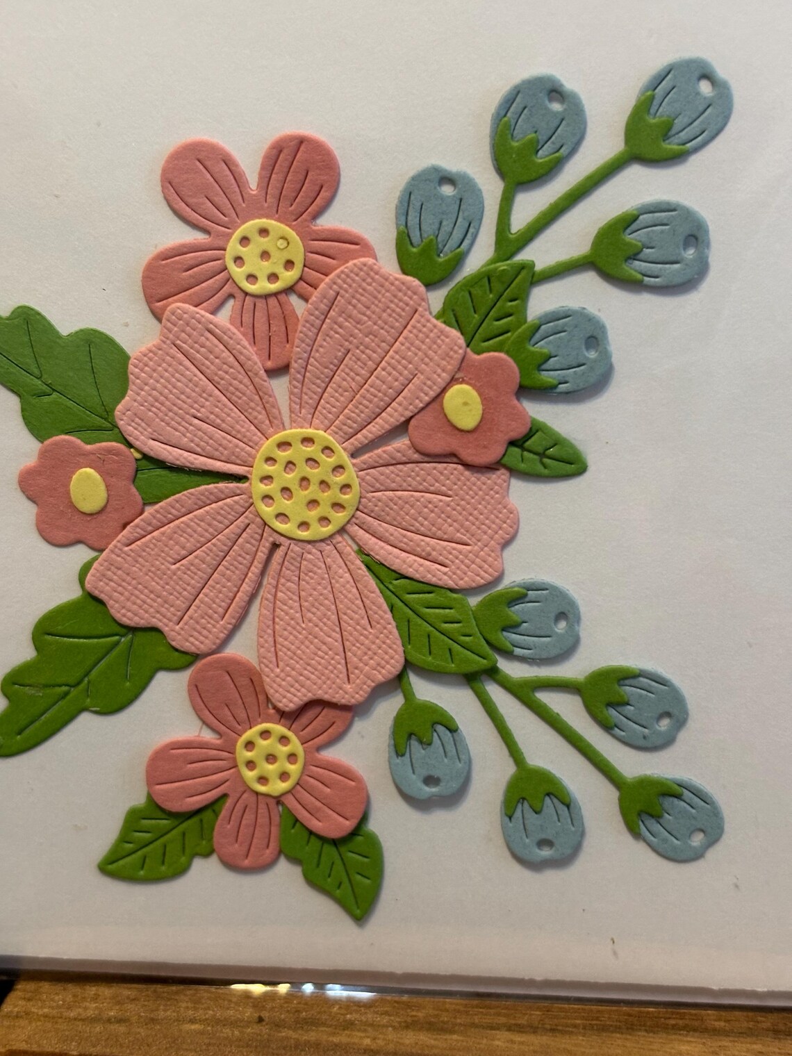 Handmade, Greeting Card, "just a Note" Card, Die Cut Floral Card, Pink ...