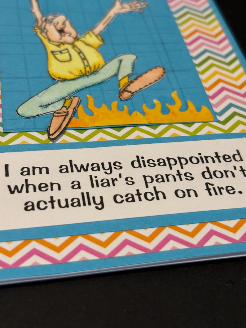 Handmade, Greeting Card, Humorous Card, "liar, Liar Pants on Fire ...